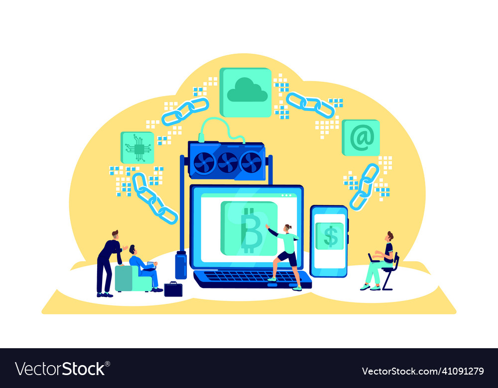 Blockchain flat concept Royalty Free Vector Image
