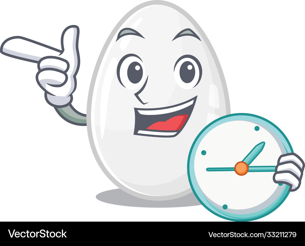 Cartoon character concept white egg having clock Vector Image