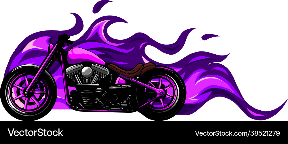 Custom motorcycle with flames Royalty Free Vector Image