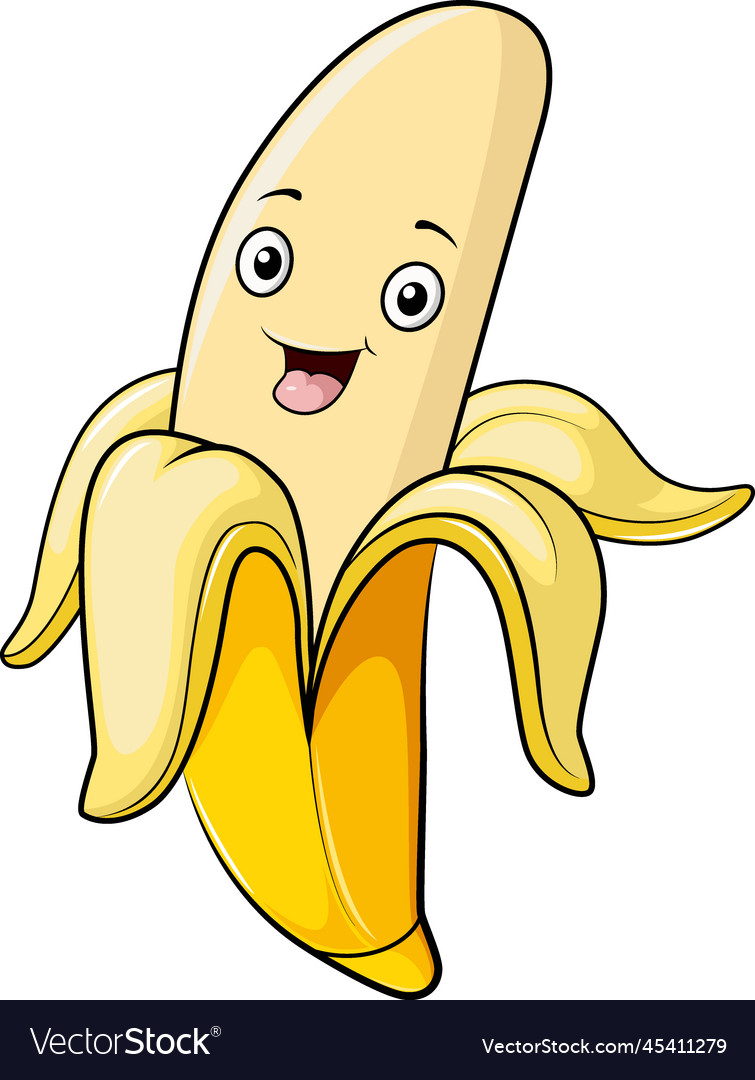Cute banana cartoon mascot character Royalty Free Vector