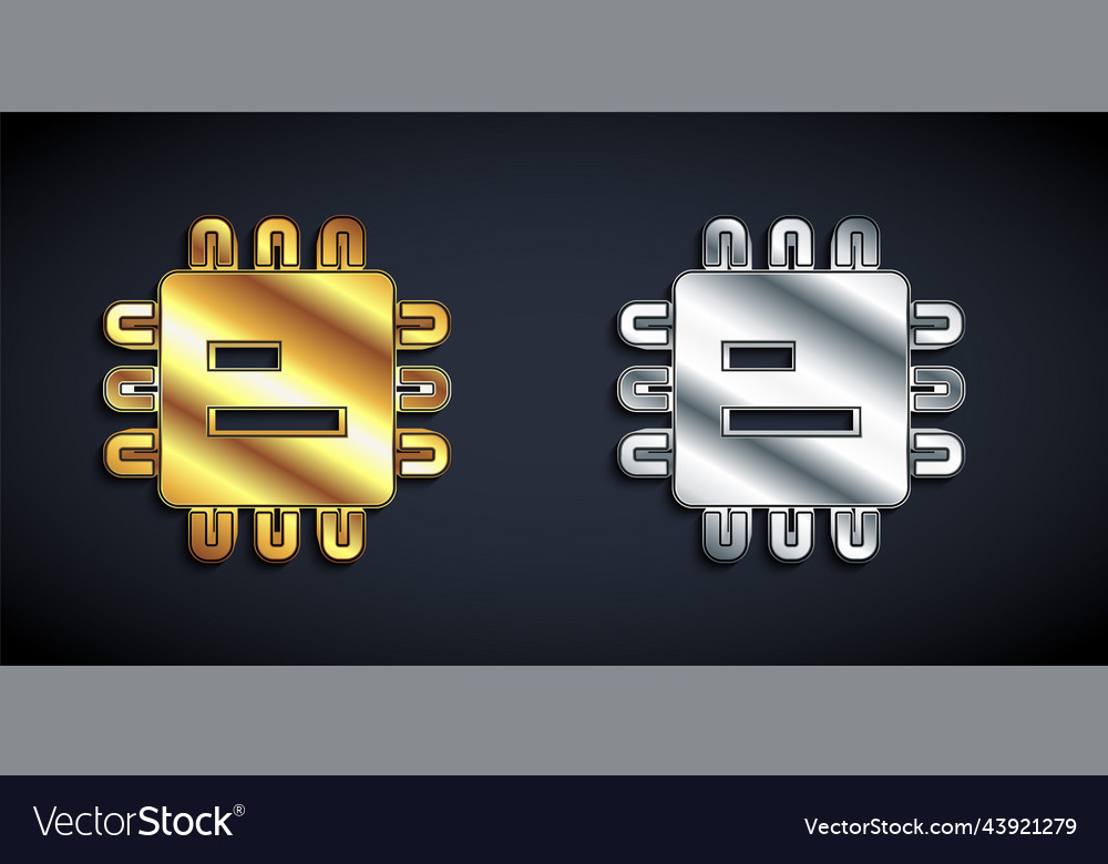 Gold and silver computer processor Royalty Free Vector Image