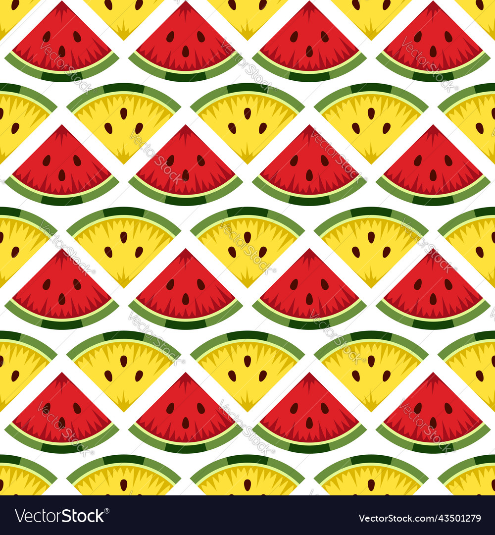 Seamless pattern with yellow and red watermelon Vector Image Seamless pattern with yellow and red watermelon Vector Image