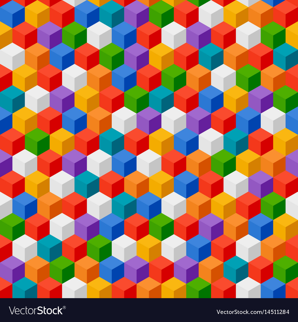 Abstract background of color cubes seamless Vector Image