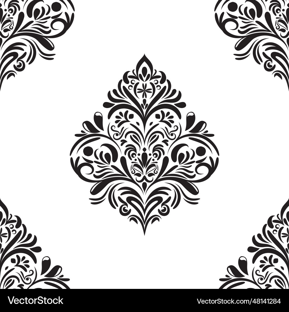 Damask floral motif tile pattern luxury Royalty Free Vector