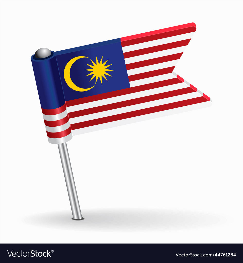 Malaysian flag map pointer layout Royalty Free Vector Image