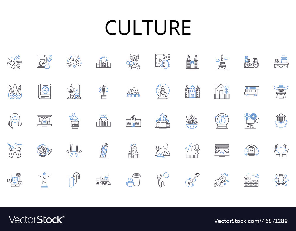 Culture Line Icons Collection Ios Android Vector Image