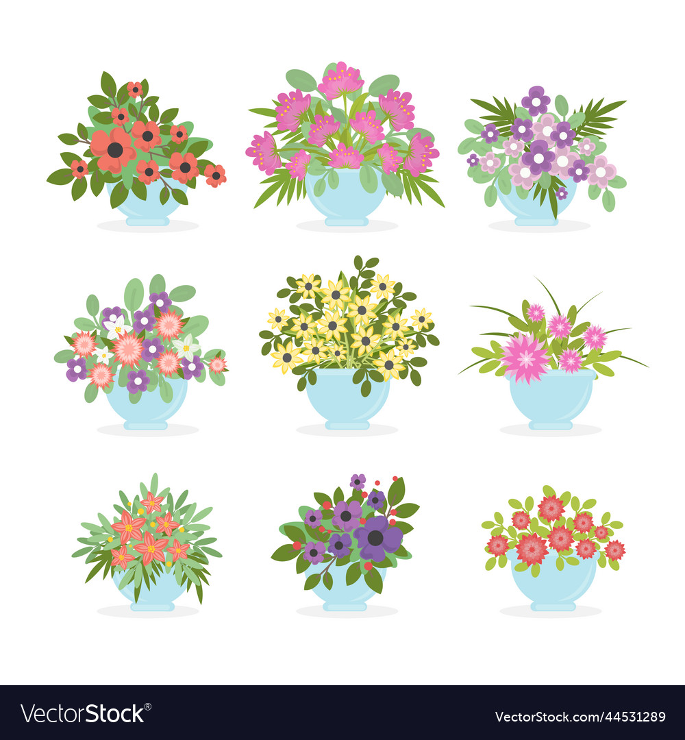 Flower pots set Royalty Free Vector Image - VectorStock Flower pots set Royalty Free Vector Image - VectorStock
