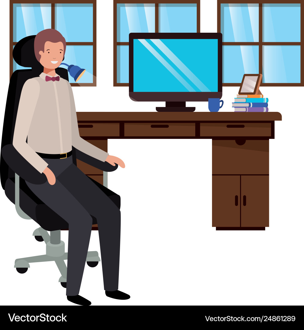 Man working in office avatar character Royalty Free Vector