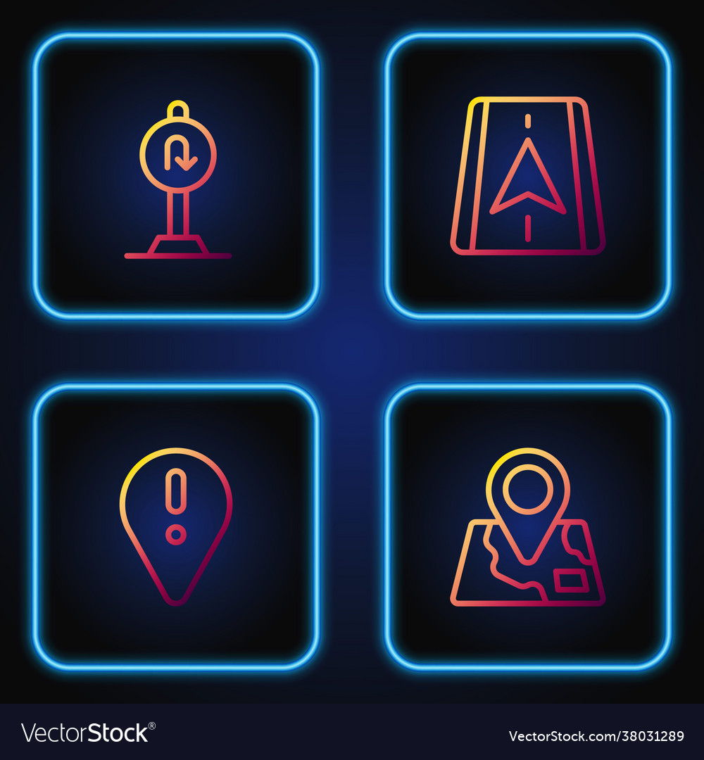 Set line folded map with location marker location Vector Image