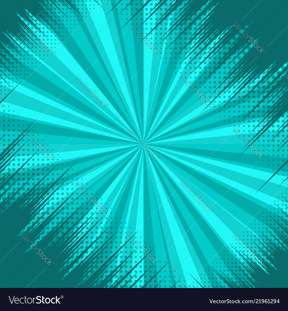 Abstract comic explosive turquoise background Vector Image