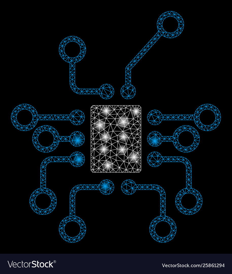 Bright mesh wire frame electronics with light Vector Image