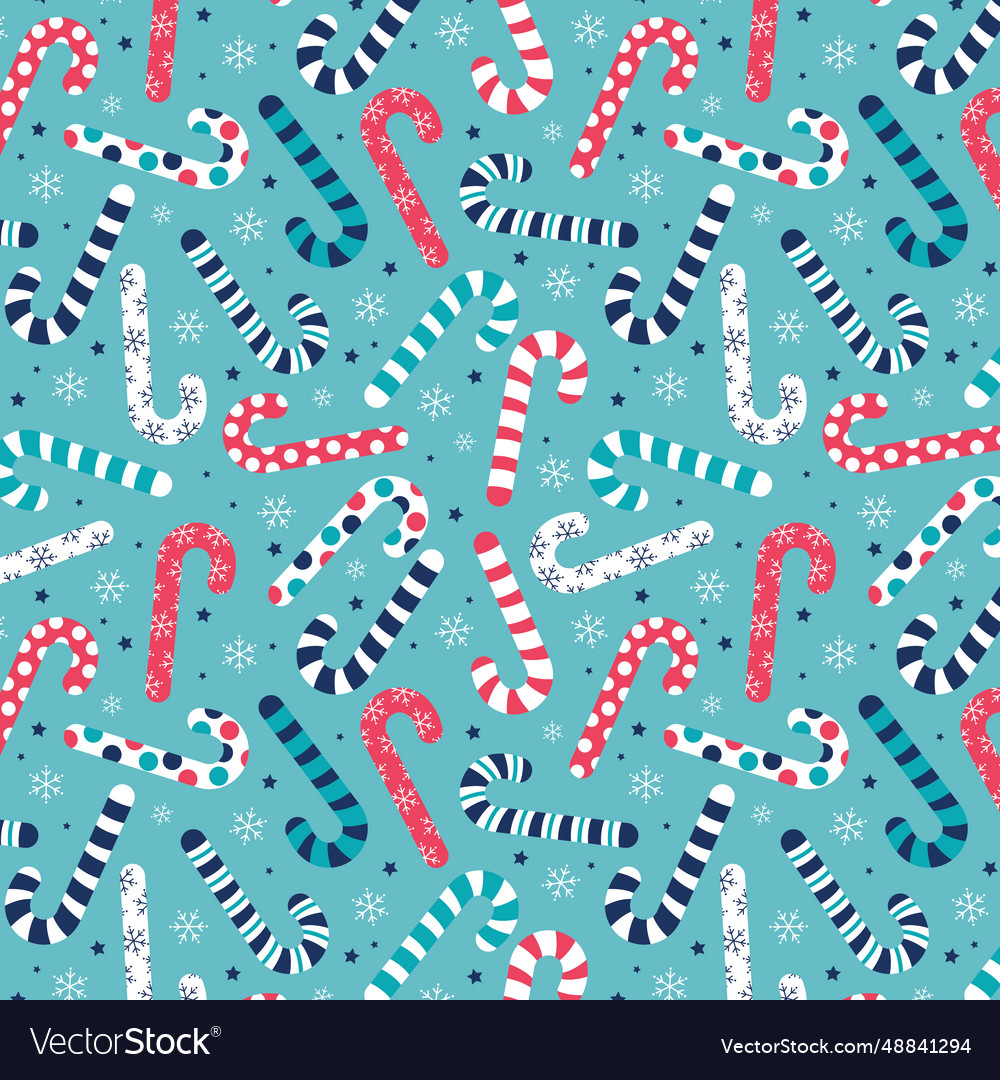 Christmas Seamless Pattern With Candy Canes Vector Image