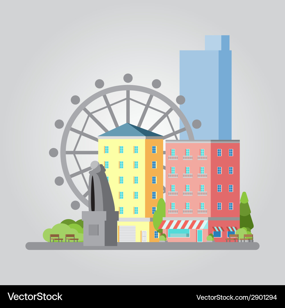 Modern flat design cityscape Royalty Free Vector Image