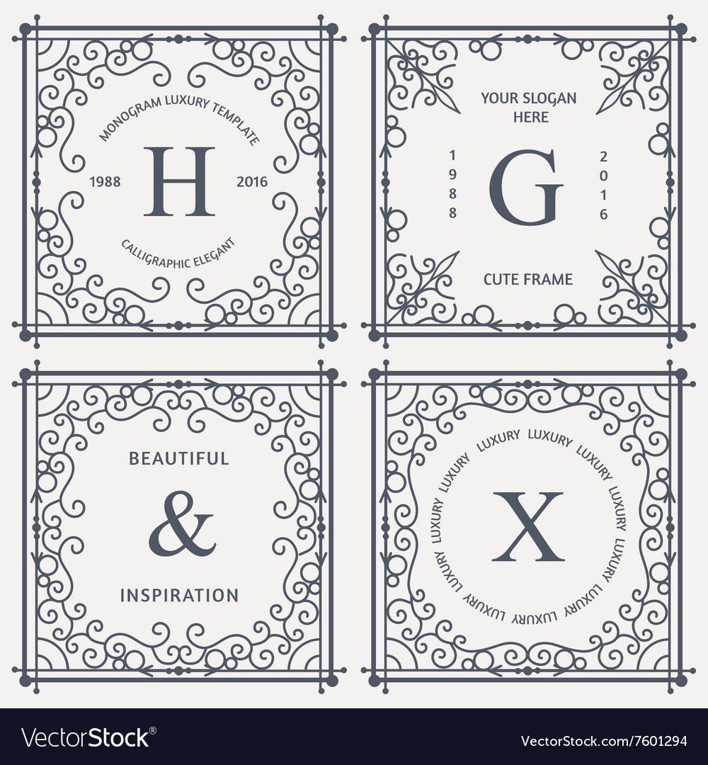 Monogram luxury frame Royalty Free Vector Image