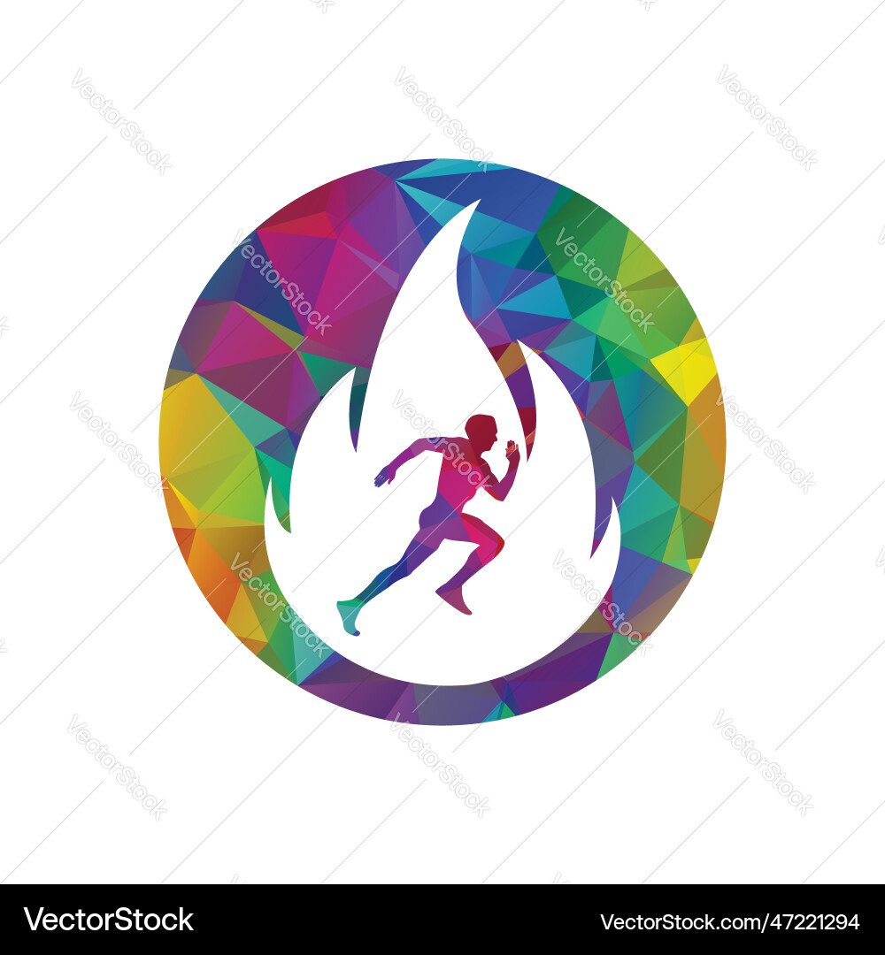Running man logo design runner and fire logo Vector Image