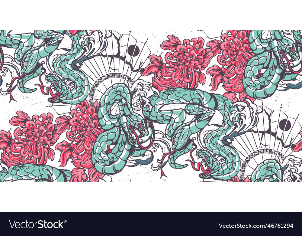 Vintage seamless pattern with a snakes Royalty Free Vector