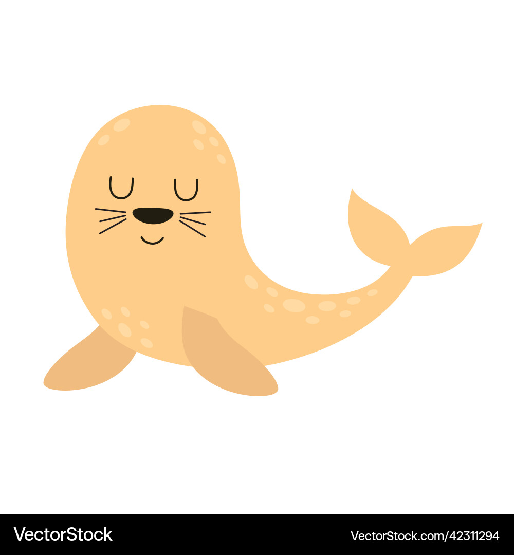 With cute seal sea animals Royalty Free Vector Image