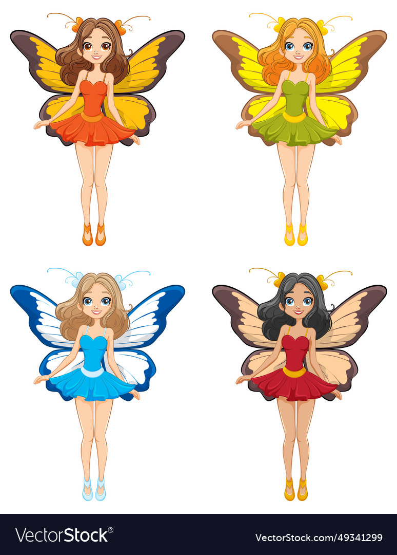 Beautiful Fairies Cartoon Characters Royalty Free Vector