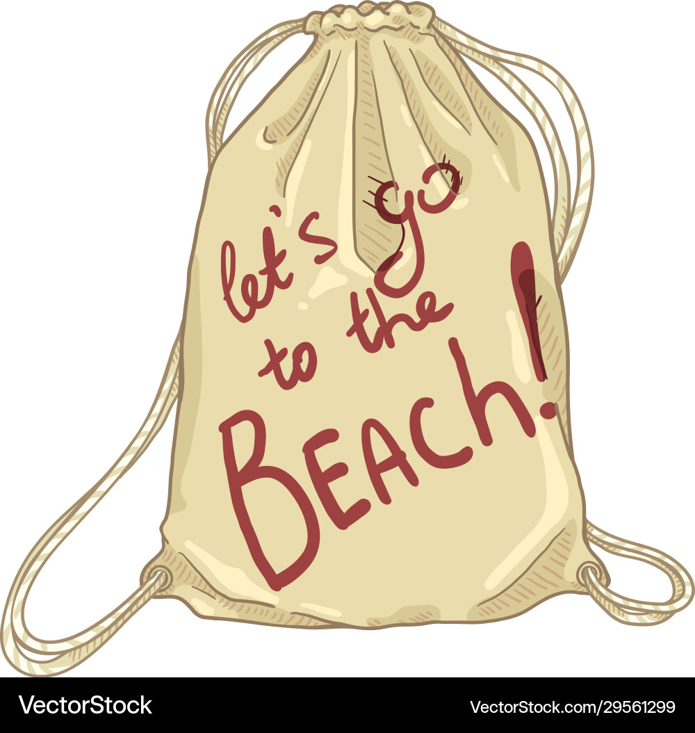 Cartoon beige drawstring bag textile backpack Vector Image
