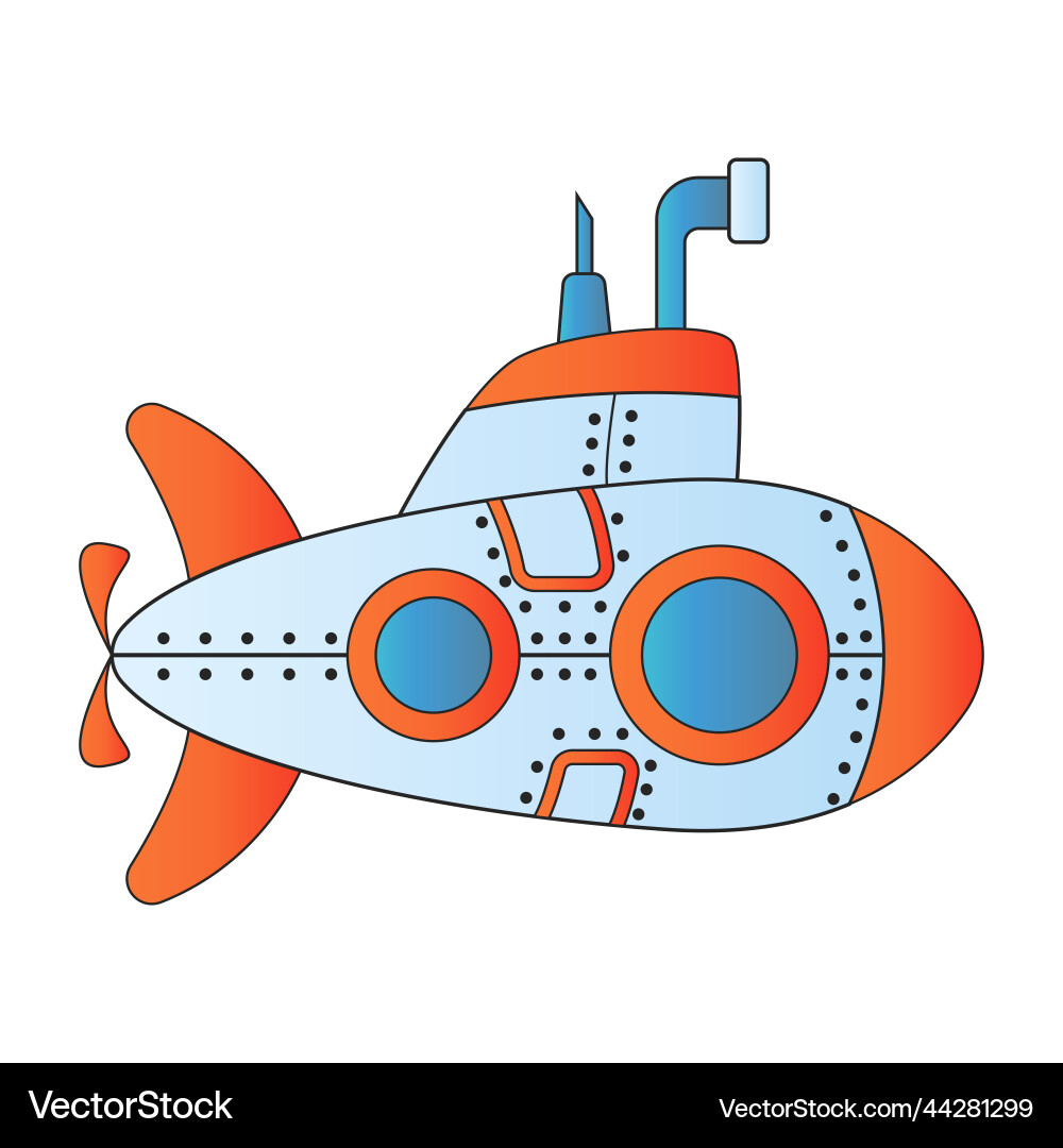 Cute of submarine on cartoon version Royalty Free Vector