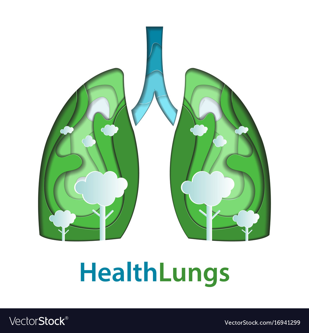 Human lungs paper cut natural concept Royalty Free Vector