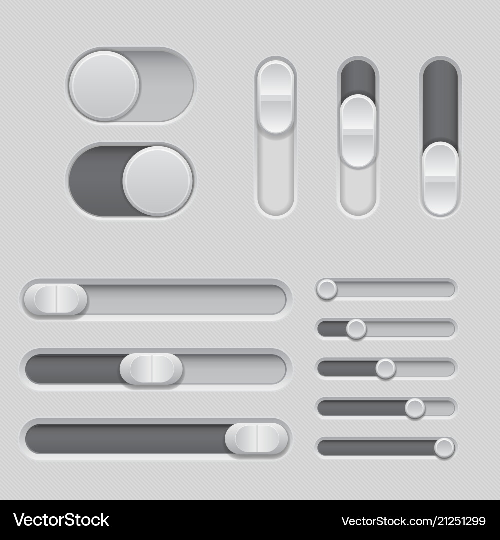 Slider bars set of gray volume level console Vector Image