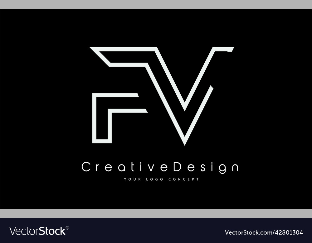 Fv f v letter logo design in white colors Vector Image