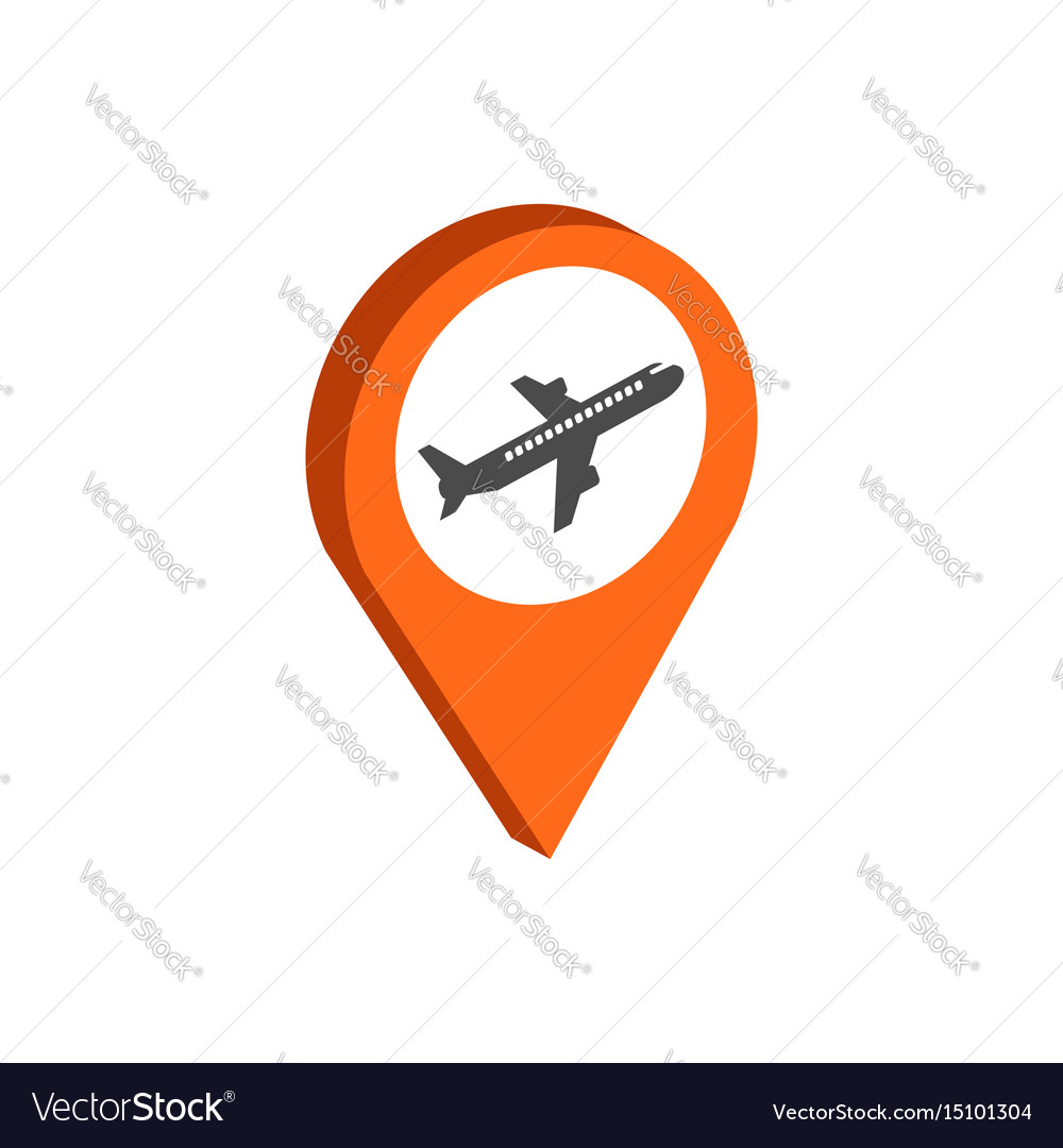 Map pointer with airplane symbol flat isometric Vector Image