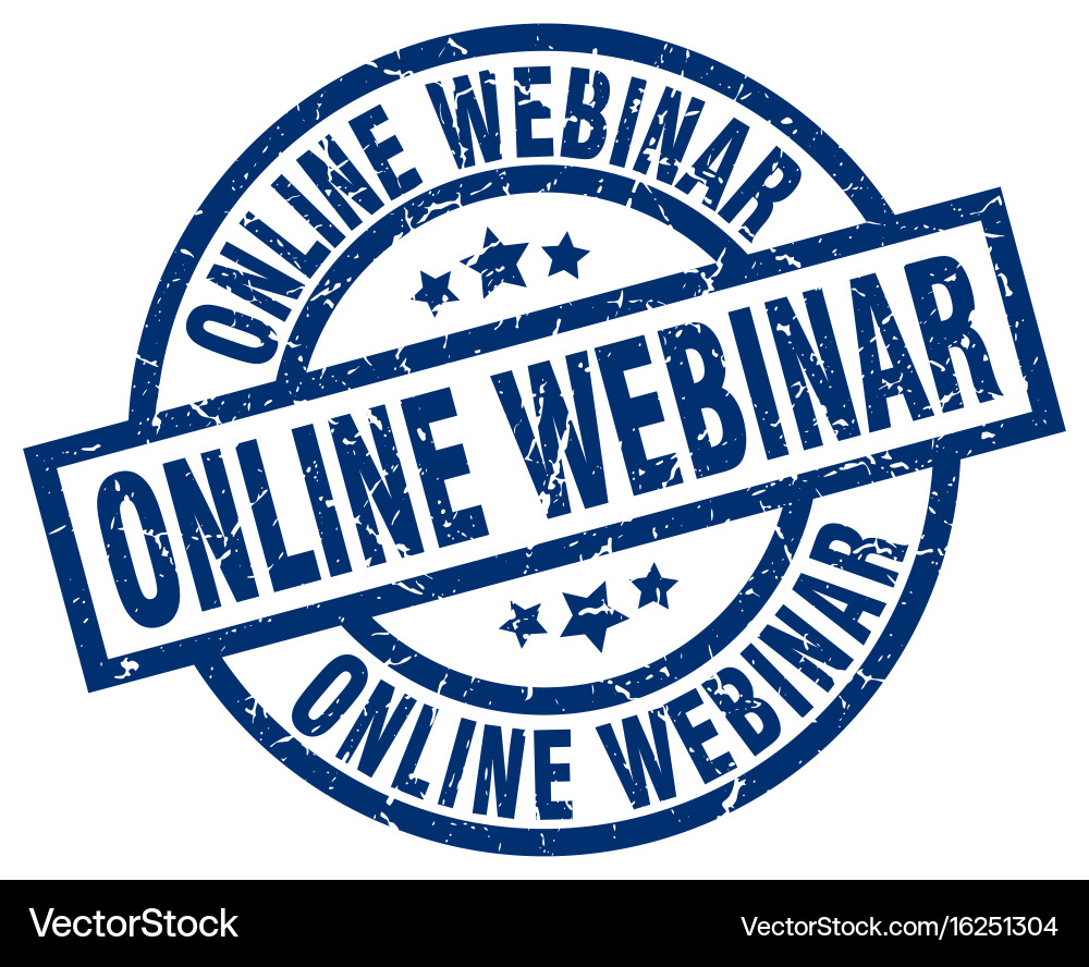 Online webinar blue round grunge stamp Royalty Free Vector