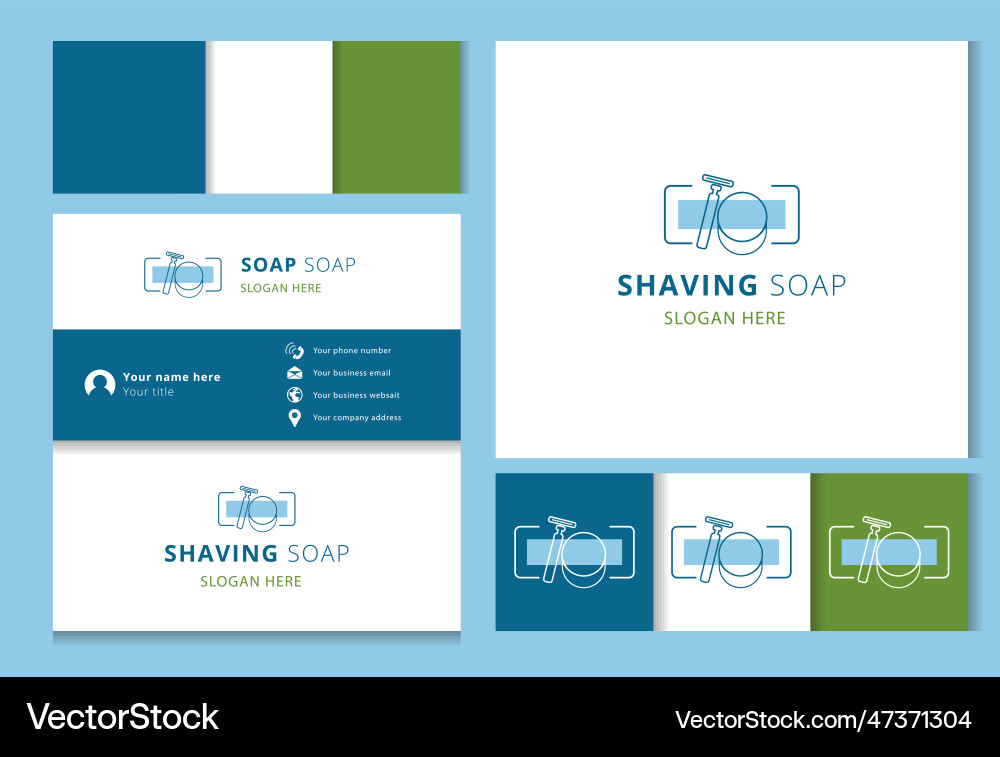 Shaving soap logo design with editable slogan Vector Image