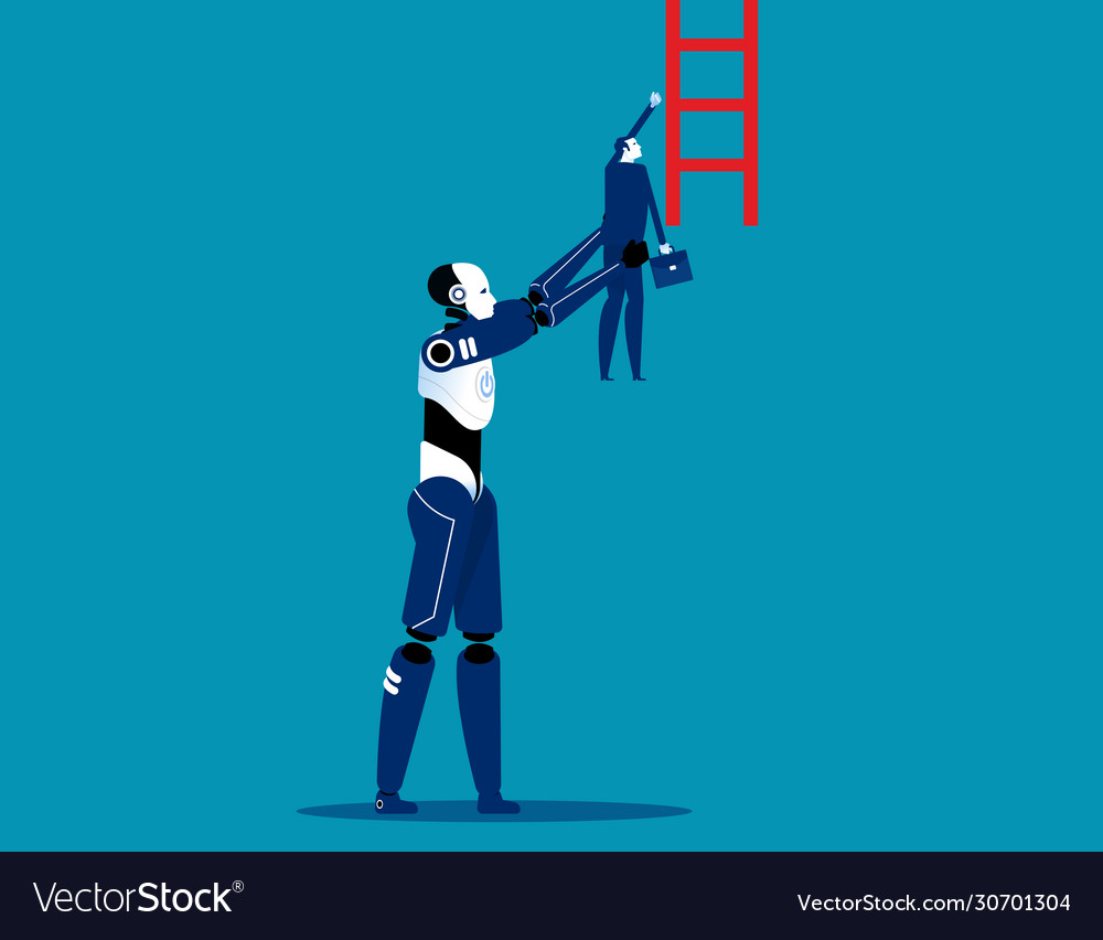 Technology helping business support human working Vector Image Technology helping business support human working Vector Image