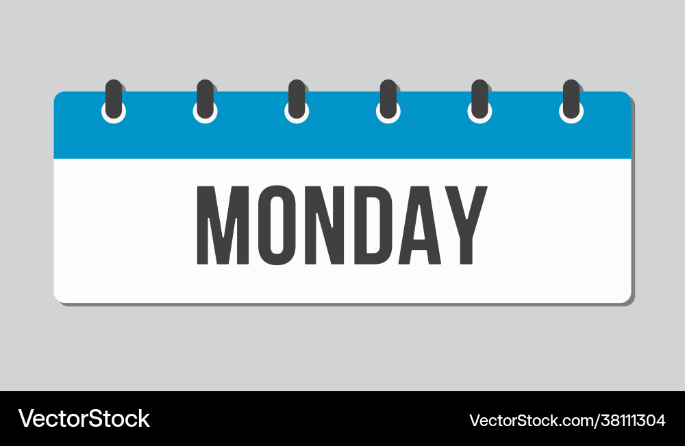 Template icon page calendar day week monday Vector Image