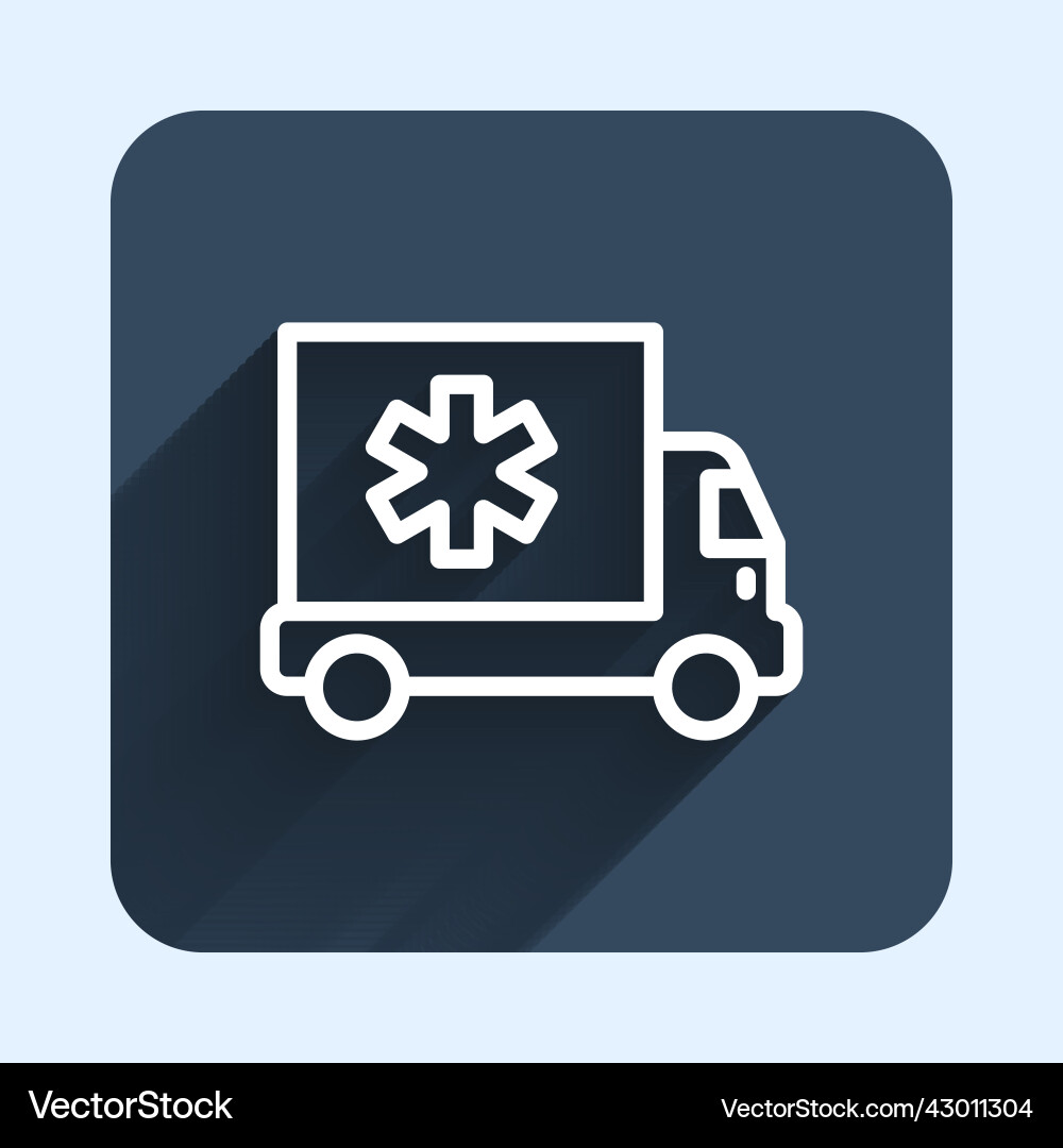 White line ambulance and emergency car icon Vector Image