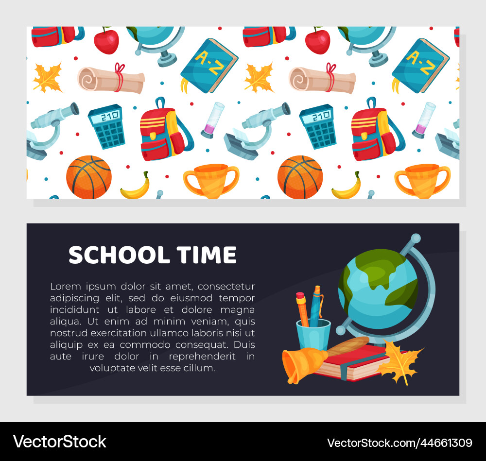 Back to school horizontal banner templates set Vector Image