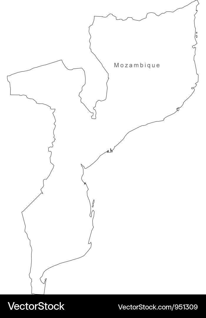 Black white mozambique outline map Royalty Free Vector Image
