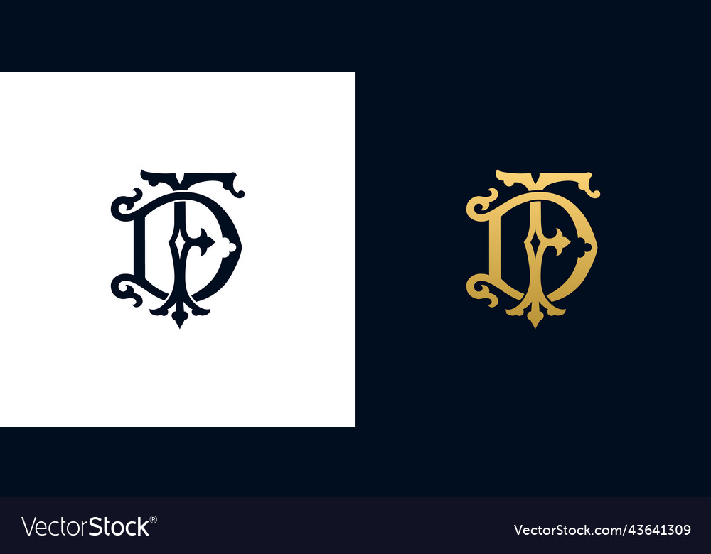 Decorative vintage initial letters fd monogram Vector Image Decorative vintage initial letters fd monogram Vector Image