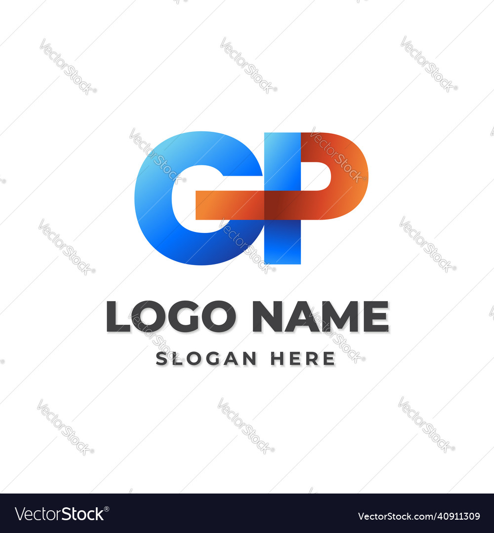 Gradient monogram gp initial letter logo Vector Image