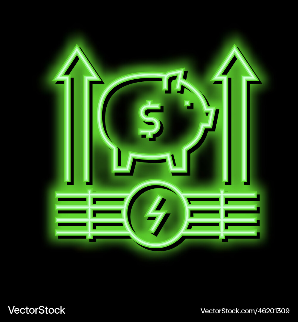 Growth money energy saving neon glow icon Vector Image