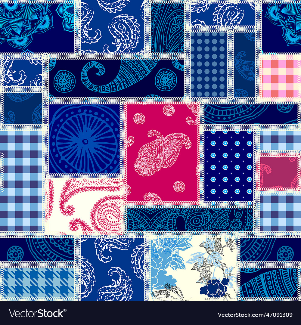 Patchwork textile pattern seamless quilting Vector Image