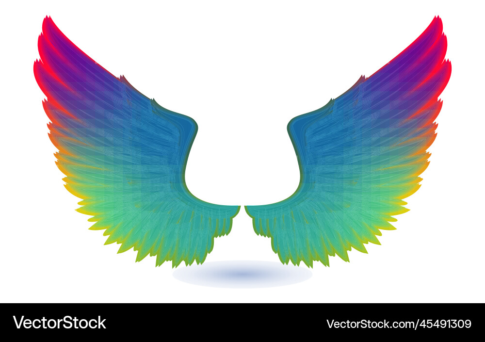 Realistic fantasy colorful angle wings isolated Vector Image