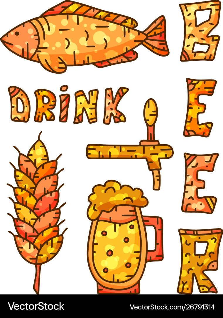 Beer doodle Royalty Free Vector Image - VectorStock