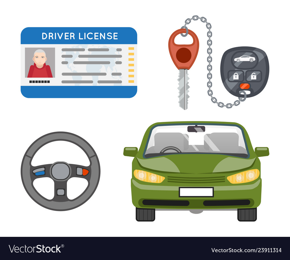 Car driver license isolated icons set Royalty Free Vector