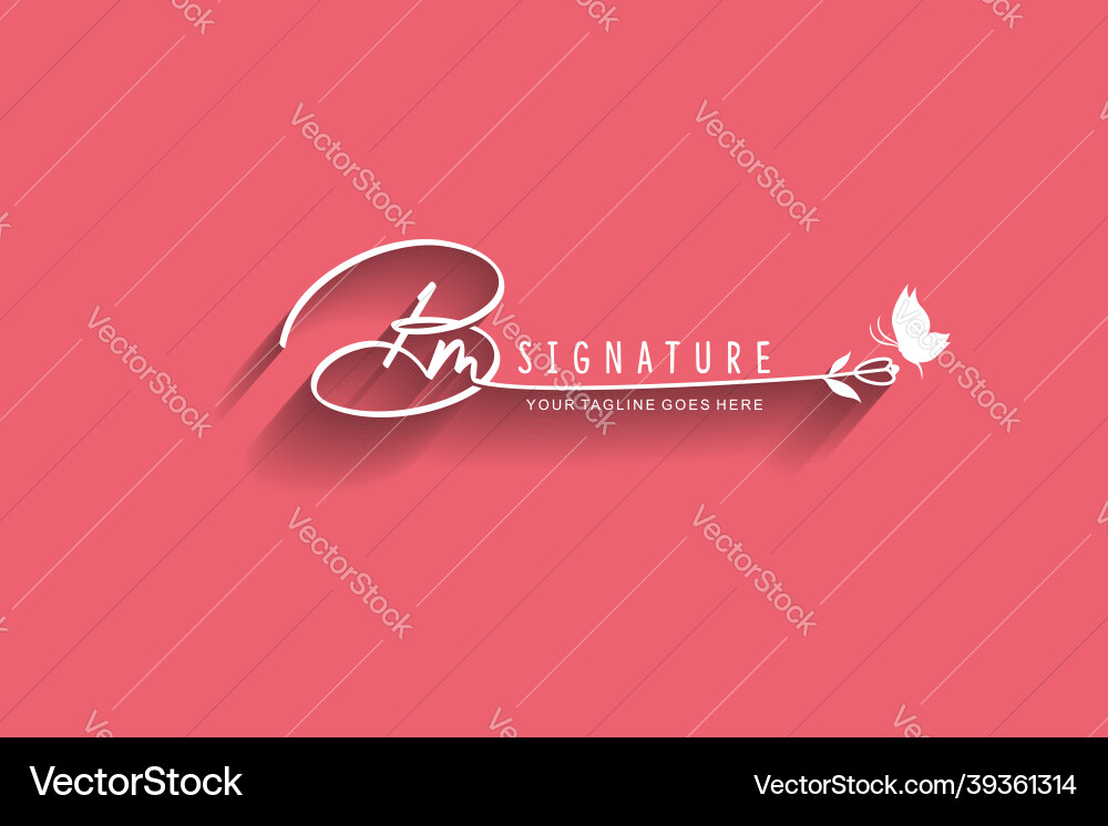 Combination letter b m signature calligraphy logo Vector Image