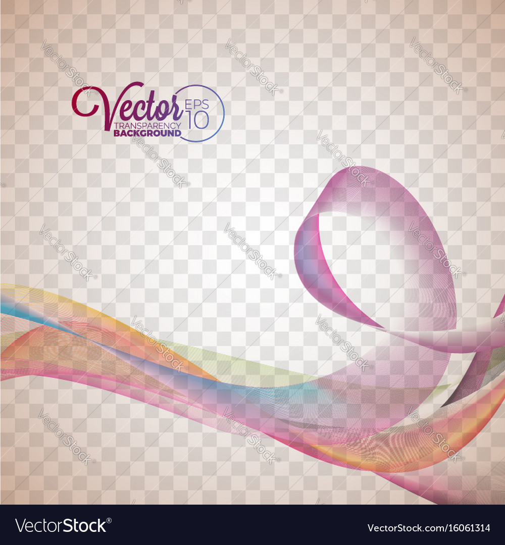 Elegant flowing color wave design on transparent Vector Image