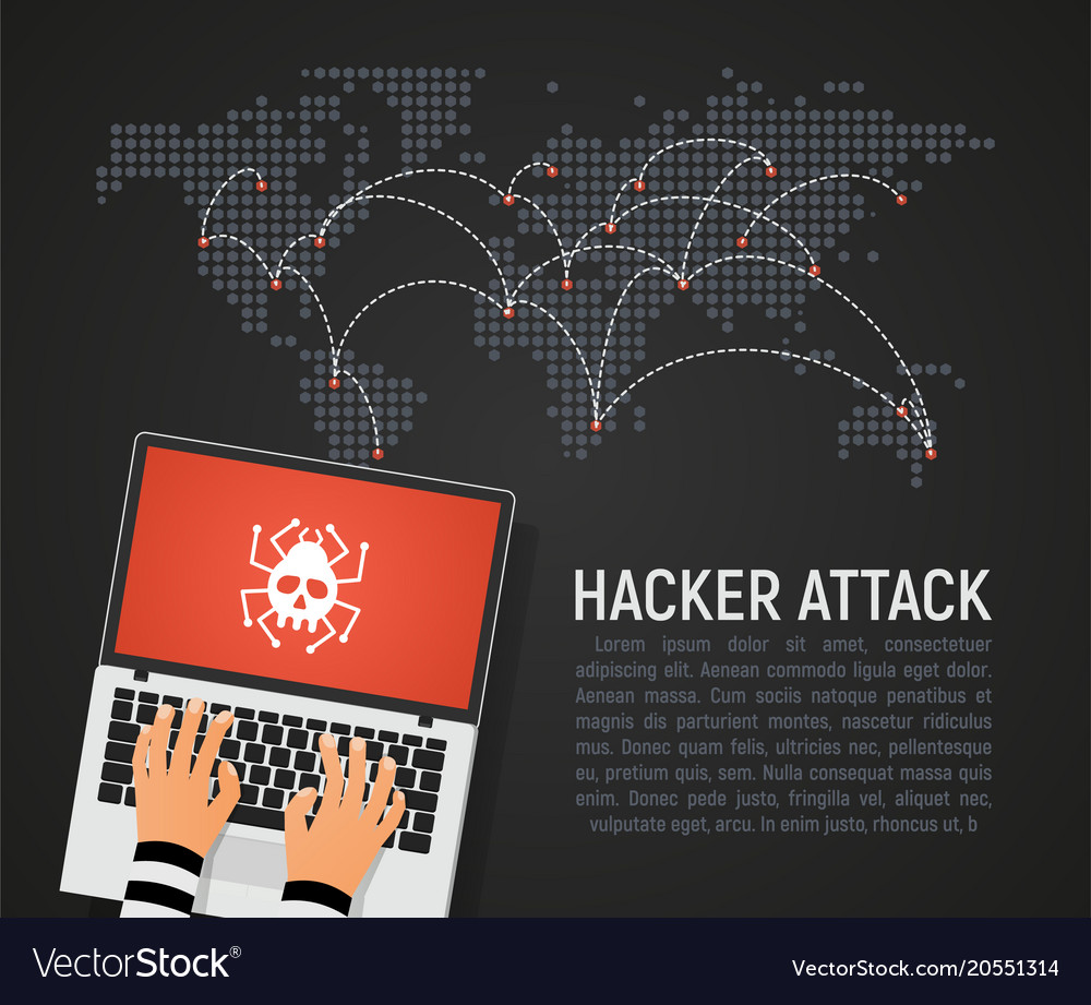 Global hacker attack world map Royalty Free Vector Image