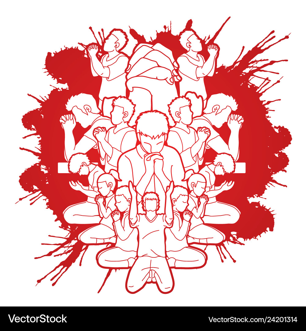 Group people prayer praise to lord Royalty Free Vector Image