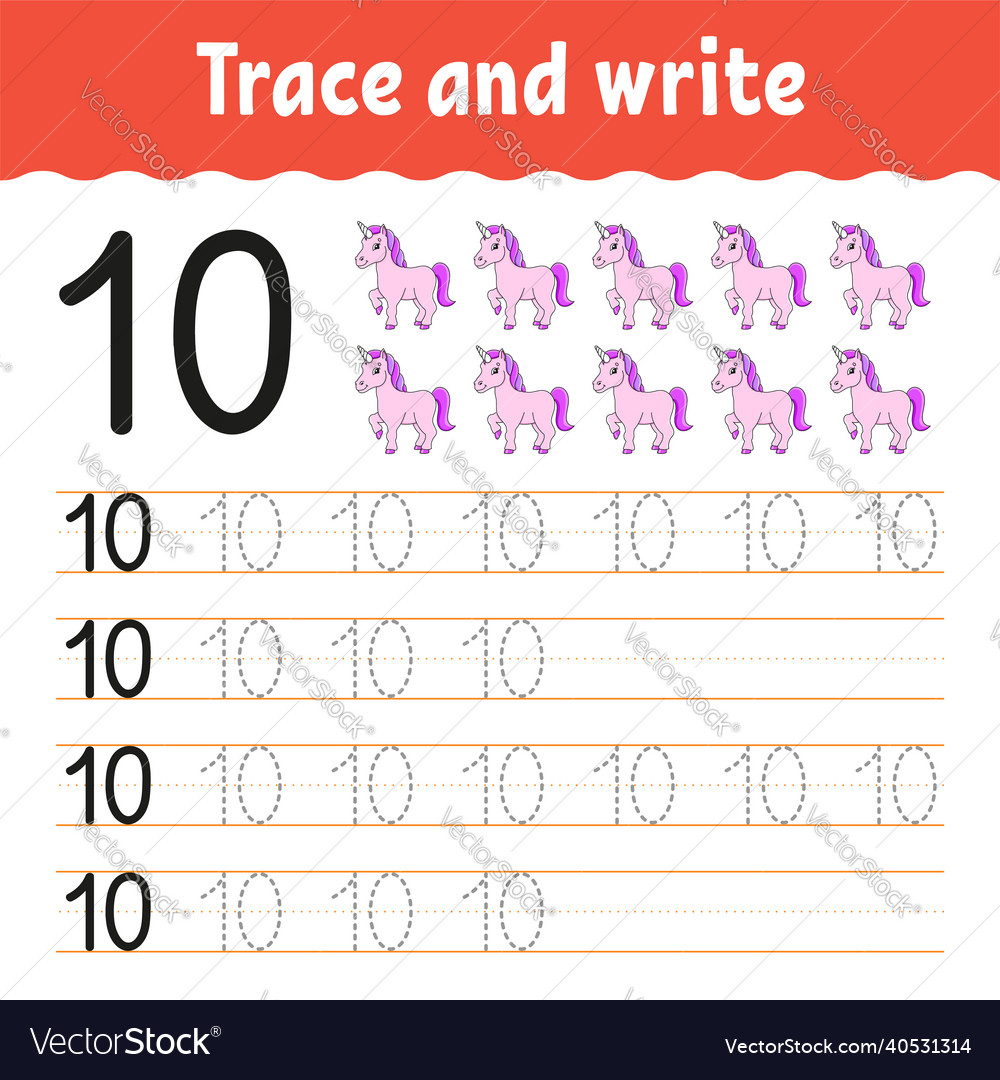 Learn numbers trace and write handwriting Vector Image
