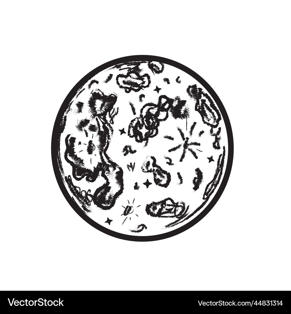 Moon hand drawn on white background grunge Vector Image