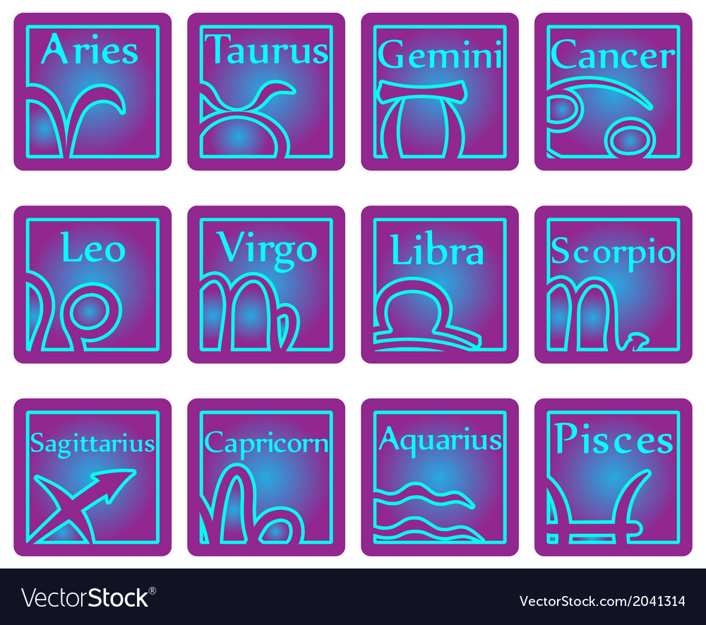 Set Zodiac Signs Royalty Free Vector Image Vectorstock