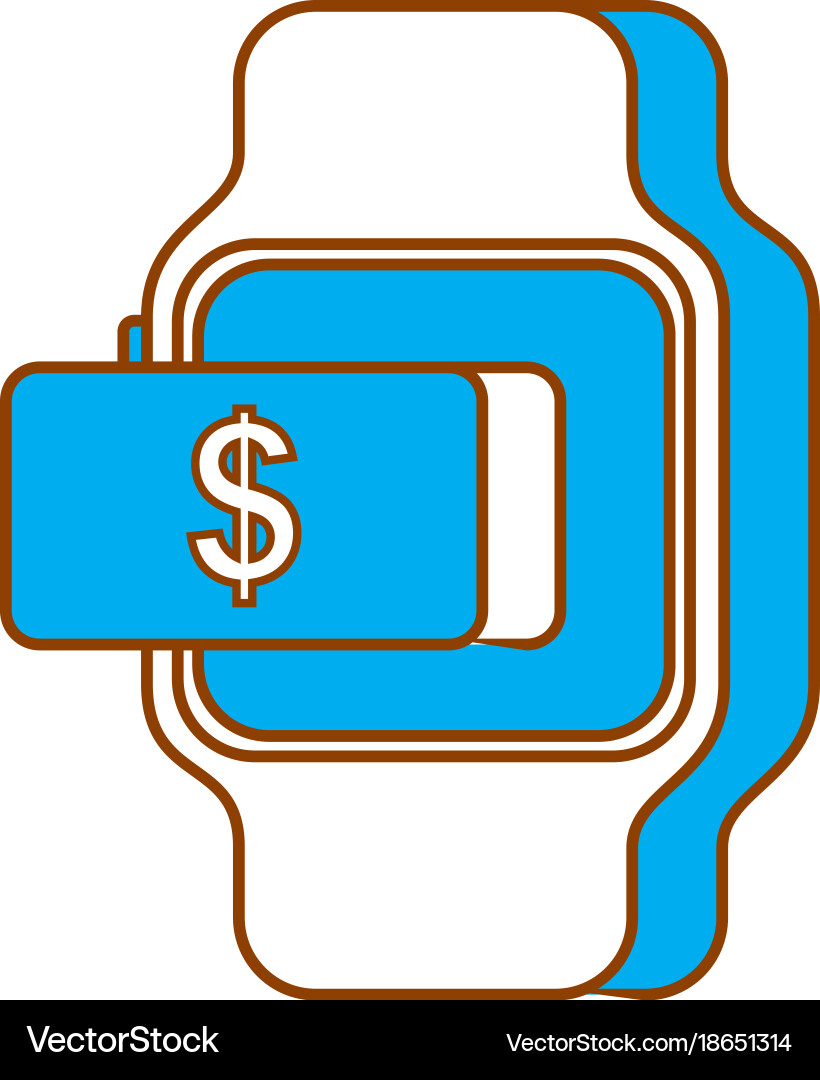 Smartwatch payment money online button Royalty Free Vector